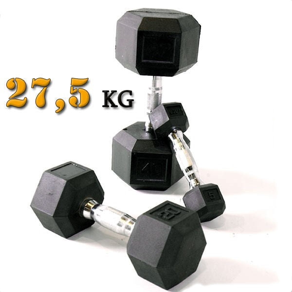 HEX Fitness Rubberized Dumbbell Kg 27.5 – Fitmax Srl