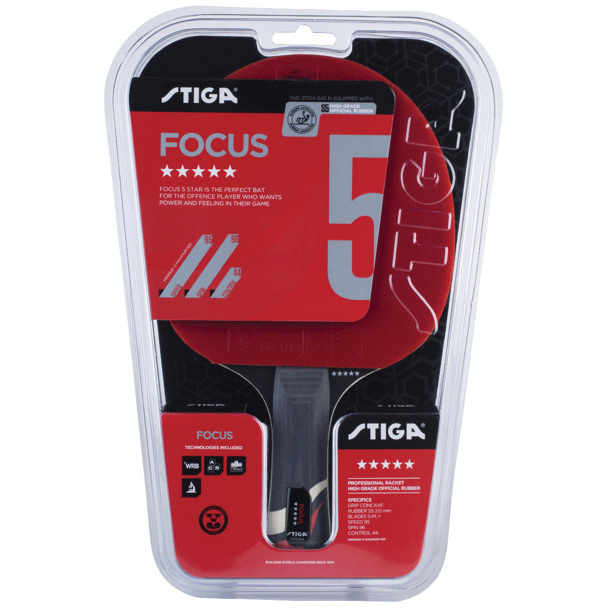 Stiga Racchetta da Ping Pong Focus WRB (5 stelle) – Fitmax Srl